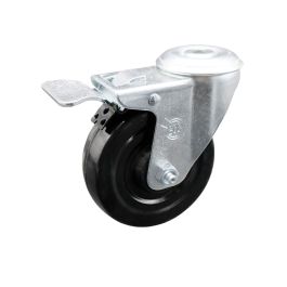 Hard Rubber Swivel Bolt Hole Caster w/4" x 1.25" Black Wheel & Total ...
