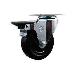 Hard Rubber Swivel Top Plate Swivel Caster with 4 Inch Black Wheel and ...